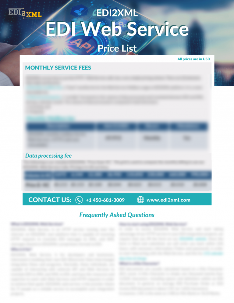 Request EDI2XML Web Service Price List | EDI2XML